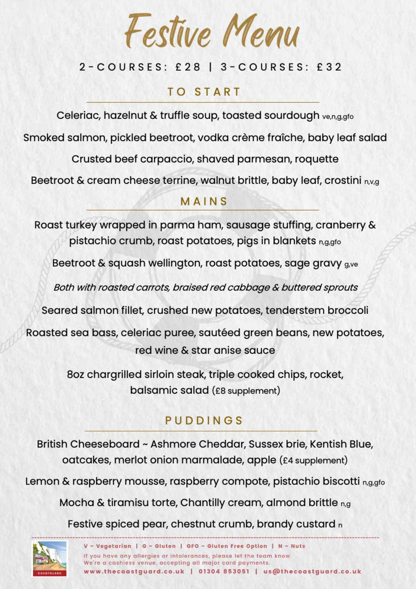 Our Menus - The Coastguard